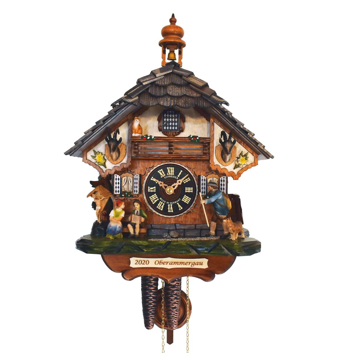 Cuckoo Clock 120/9 traditional carving bavarian motive - Anton ...