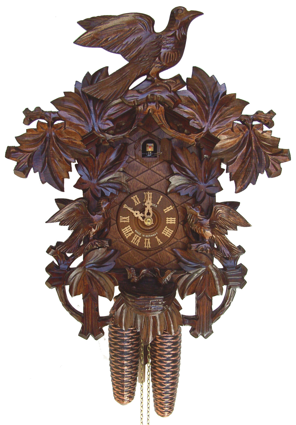 Cuckoo Clock 8T 1472/11 Traditional Carving with Bird Motive - Anton ...